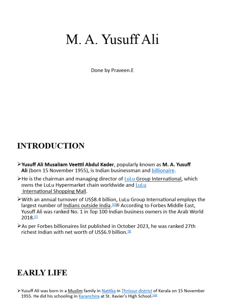 Yusuff Ali | PDF