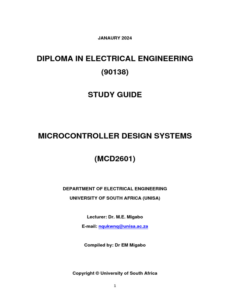 MCD2601 Study Guide 2024 | PDF | Microcontroller | Central Processing Unit