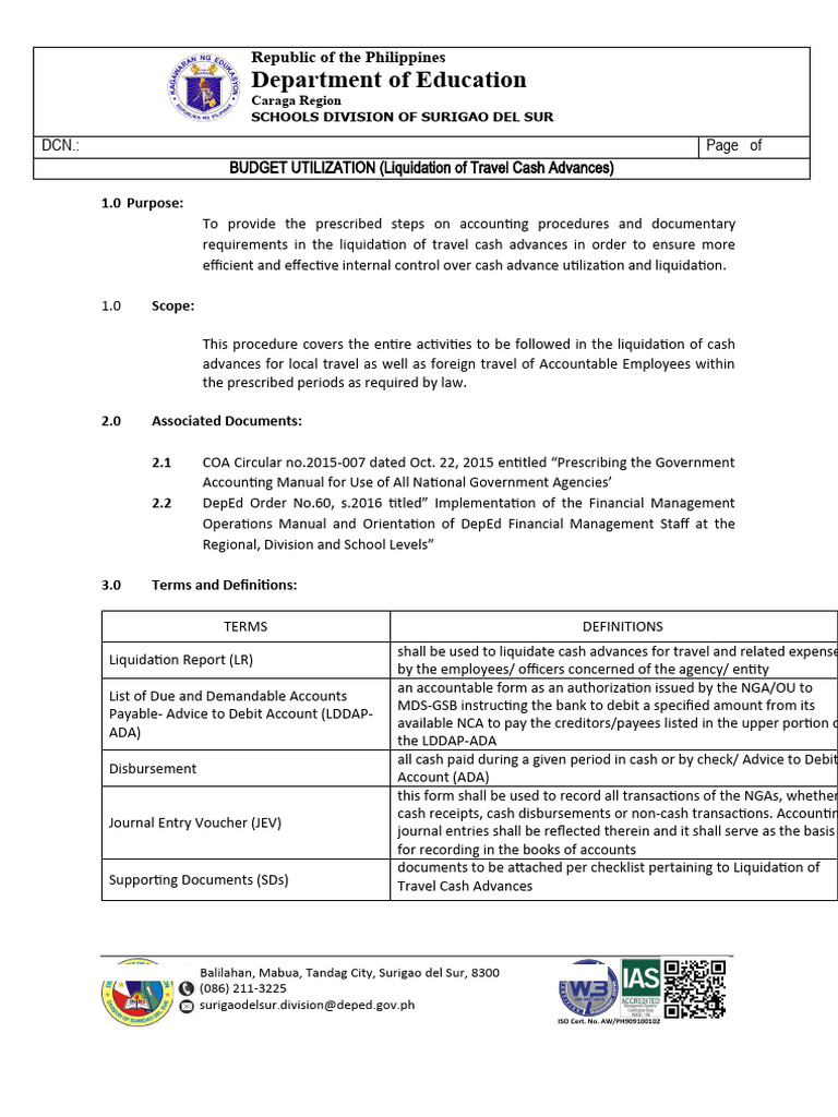 003- Liquidation of Travel Cash Advances Process Flow | PDF | Debits ...