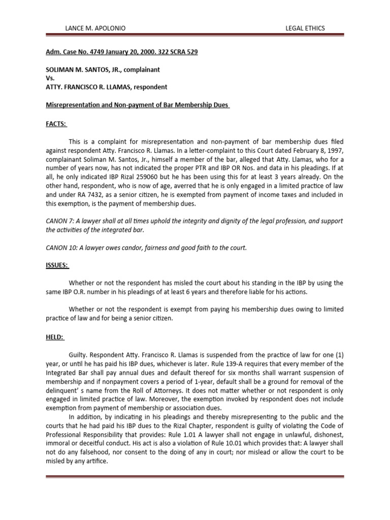 Legal Ethics Case Digest 1 40 | PDF | Lawyer | Disbarment