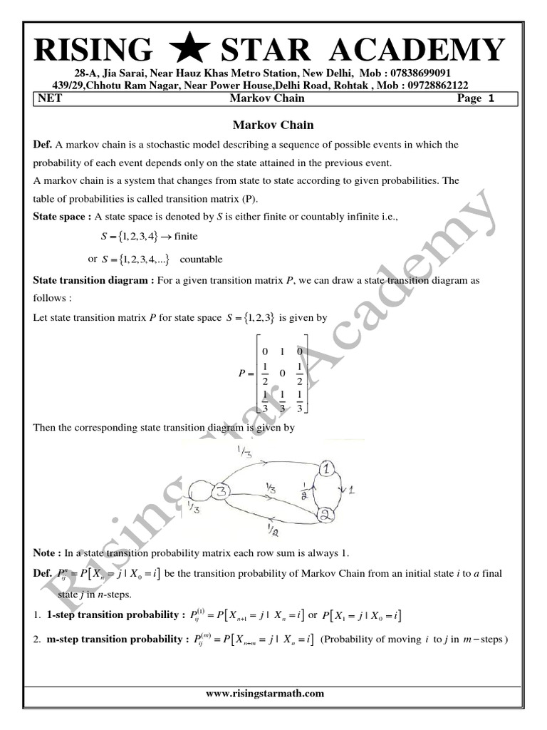 Markov Chain Final | PDF | Markov Chain | Algebra