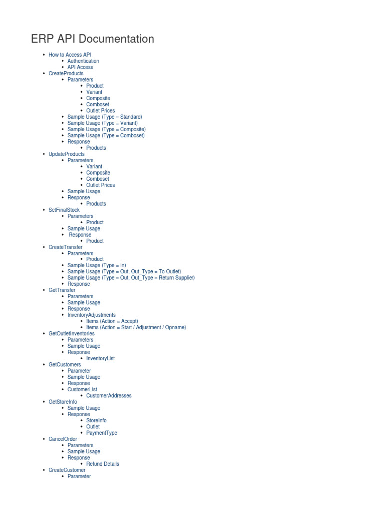ERP API Guide for Developers | PDF | Boolean Data Type | Parameter (Computer Programming)