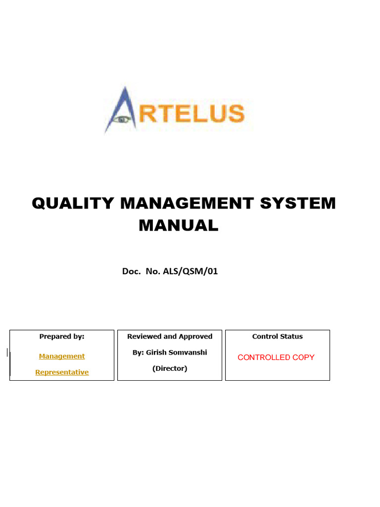 ALS - QSM - 01 Rev 04 Quality Manual | PDF | Verification And Validation | Quality Management