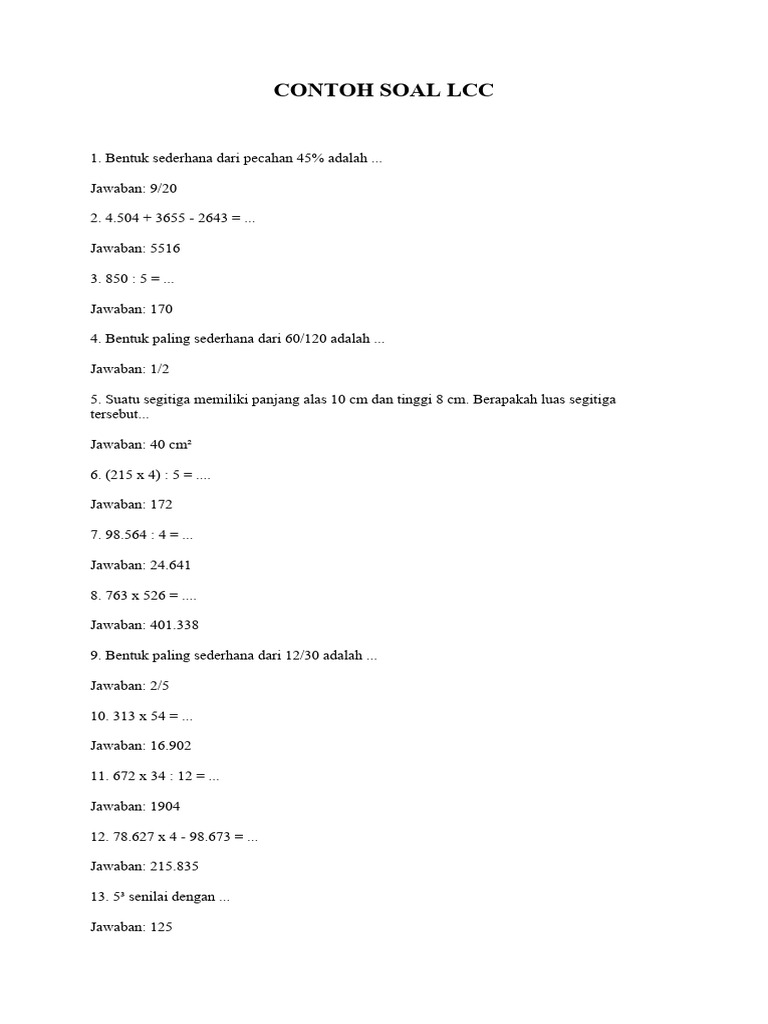 Contoh Soal LCC | PDF