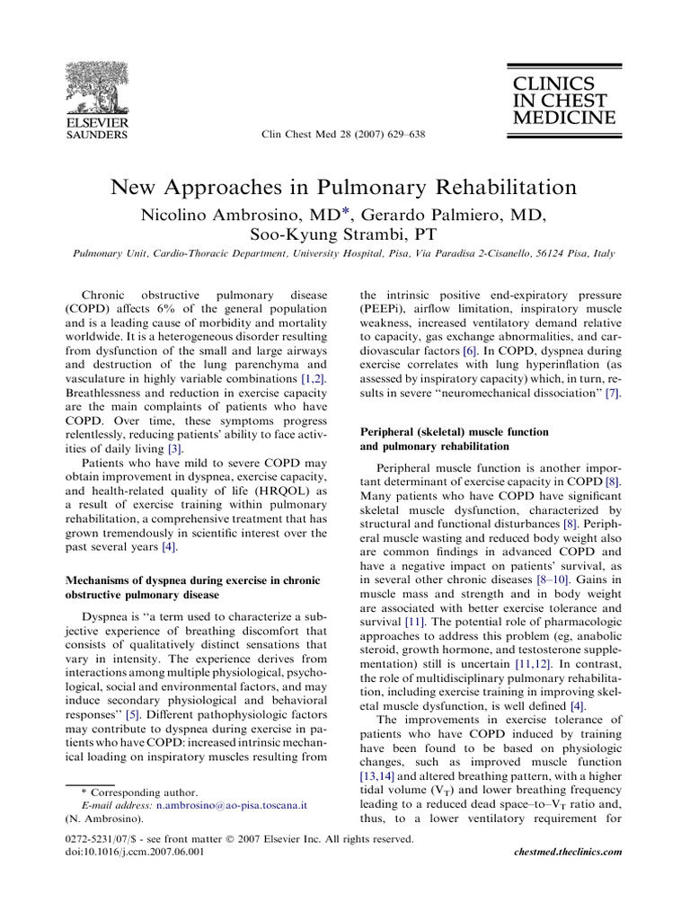 New Approaches in Pulmonary Rehabilitation | PDF | Chronic Obstructive Pulmonary Disease ...