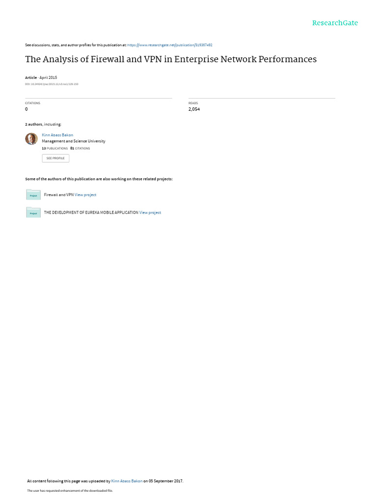 The Analysis of Firewall and VPN in Enterprise Net | PDF | Computer ...