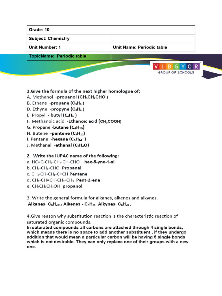 Answer Key For Organic Chem | PDF | Alkene | Hydrocarbons