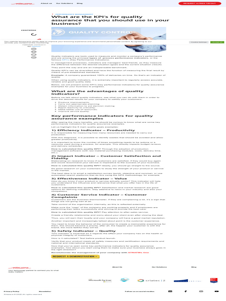 Essential Quality KPIs for Businesses | PDF | Performance Indicator | Customer Satisfaction