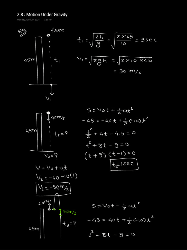2.8 Motion Under Gravity | PDF