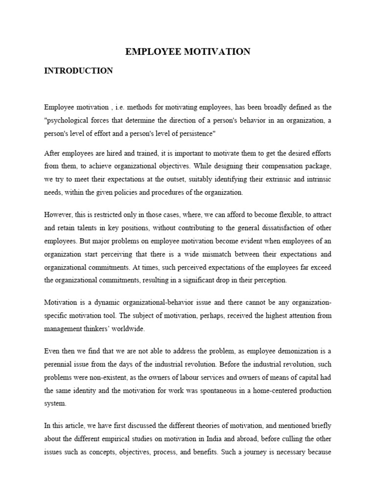 EMPLOYEE MOTIVATION | PDF | Motivation | Motivational