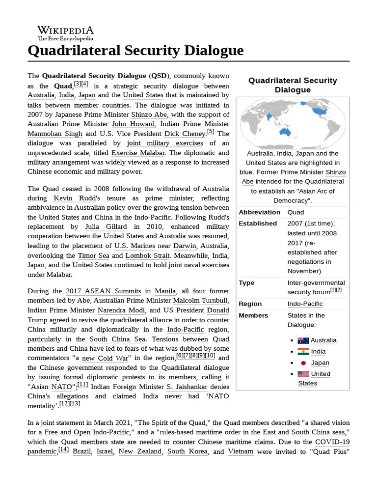 Quadrilateral Security Dialogue | PDF | International Relations ...