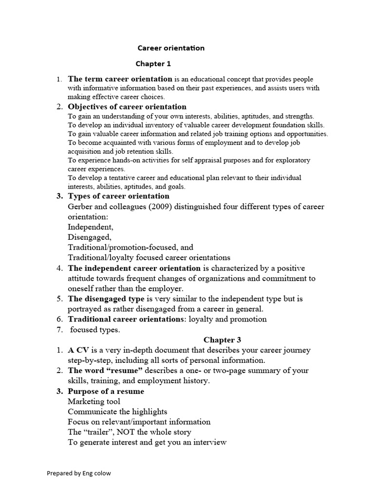 Career Orientation and Job Application Guide | PDF | Résumé | Paragraph