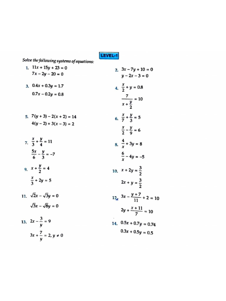 Linear Equations In Two Variables Pdf Mathematical Objects Arithmetic