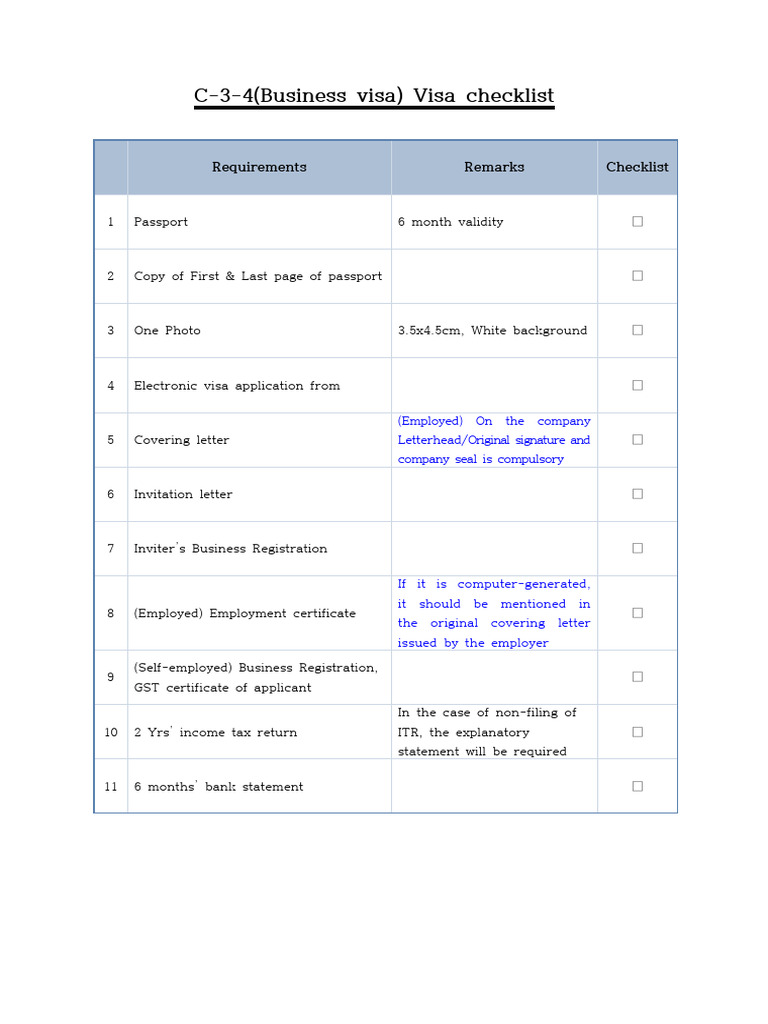 Korean visa Checklist 1 | PDF | Travel Visa | Passport