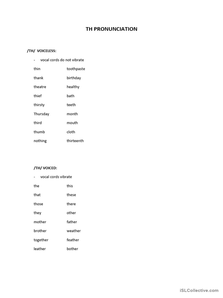 TH Pronunciation 125331 | PDF