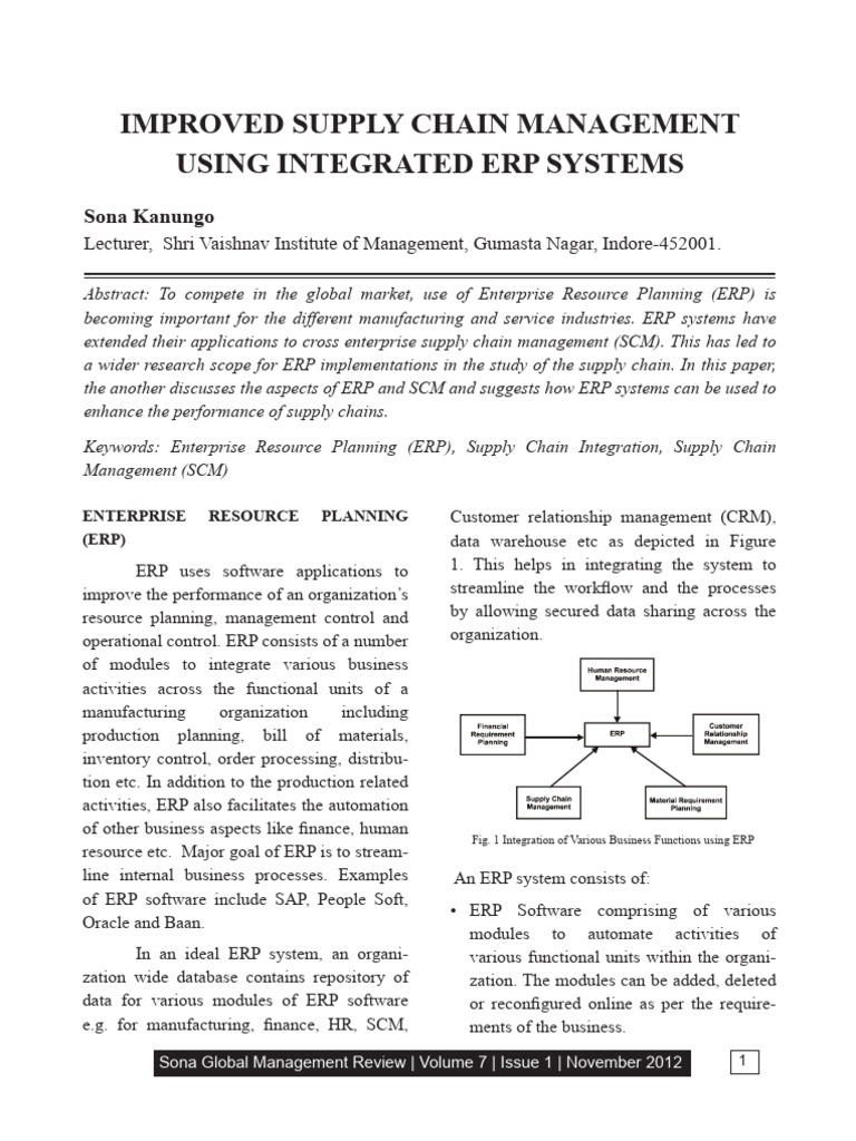 Improved supply chain management using integrated erp system | Download Free PDF | Enterprise ...