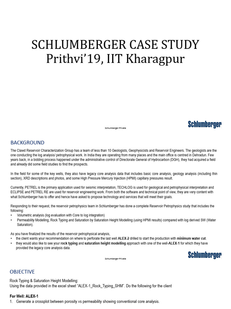SCHLUMBERGER CASE STUDY Prithvi'19, IIT Kharagpur | Download Free PDF | Petroleum Reservoir ...