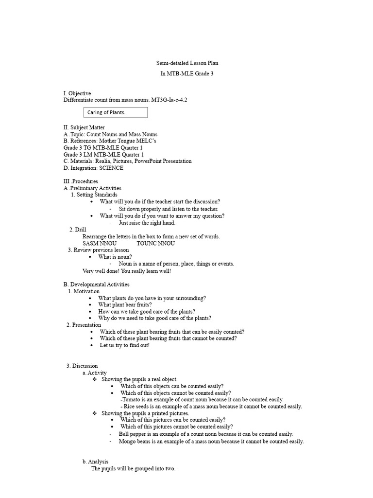 MTB Lesson Plan - Notes Only | PDF