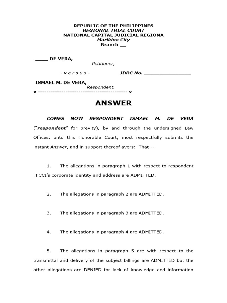 De Vera Answer | PDF | Government | Justice