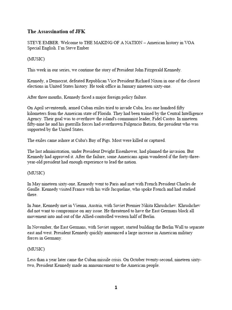 The Assassination of JFK | PDF | John F. Kennedy | Cuban Missile Crisis