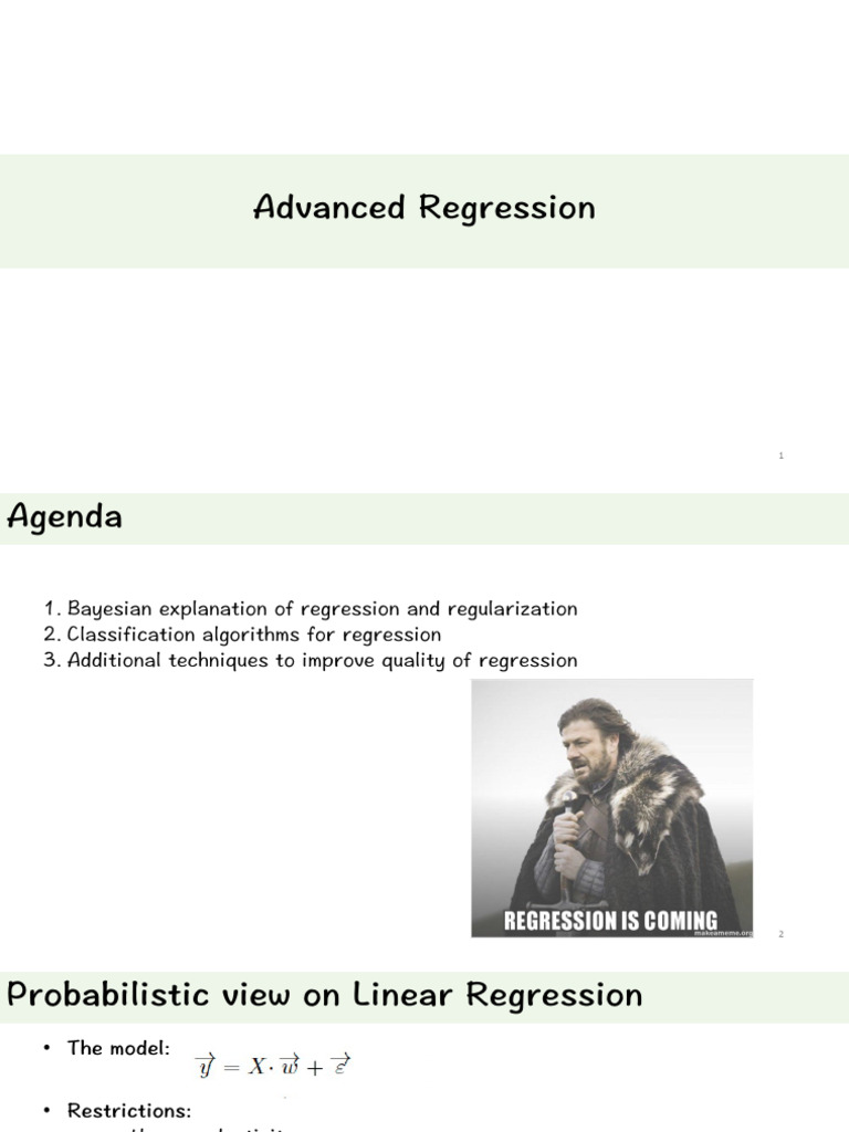 Advanced Regression Pres | PDF | Errors And Residuals | Linear Regression