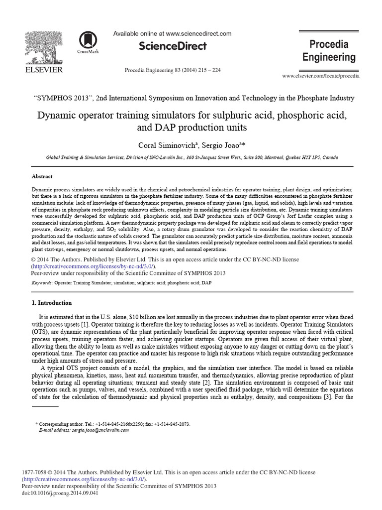 Dynamic Simulators for Acid Production | PDF | Simulation | Sulfuric Acid