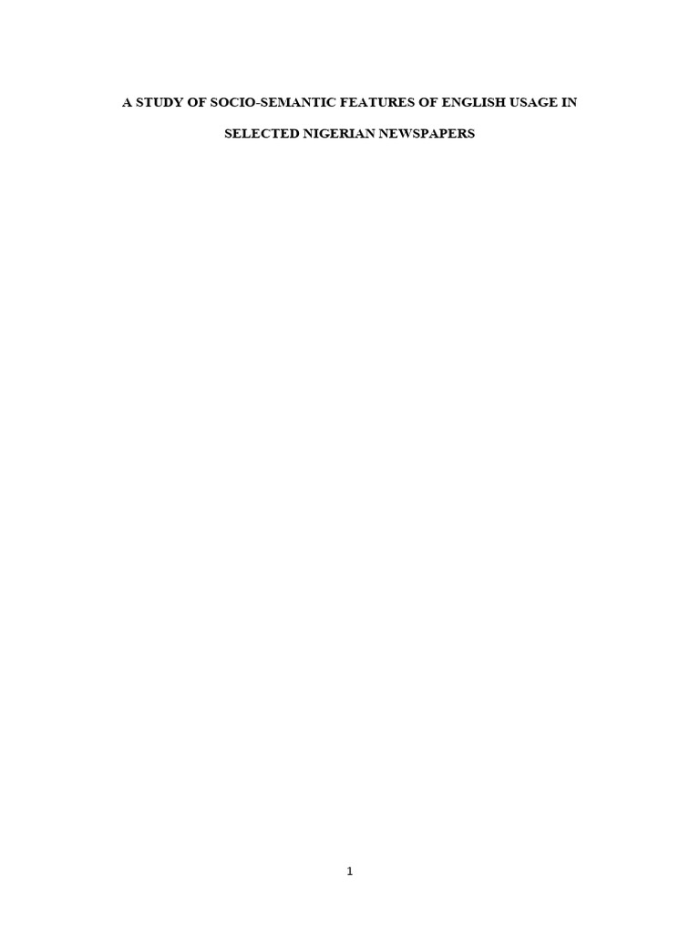 A Study of Socio-Semantic Features of English Usage in Selected ...