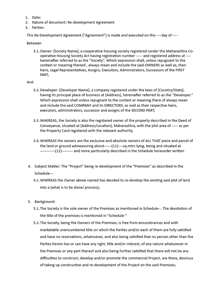 Redevelopment Agreement | PDF | License | Lease