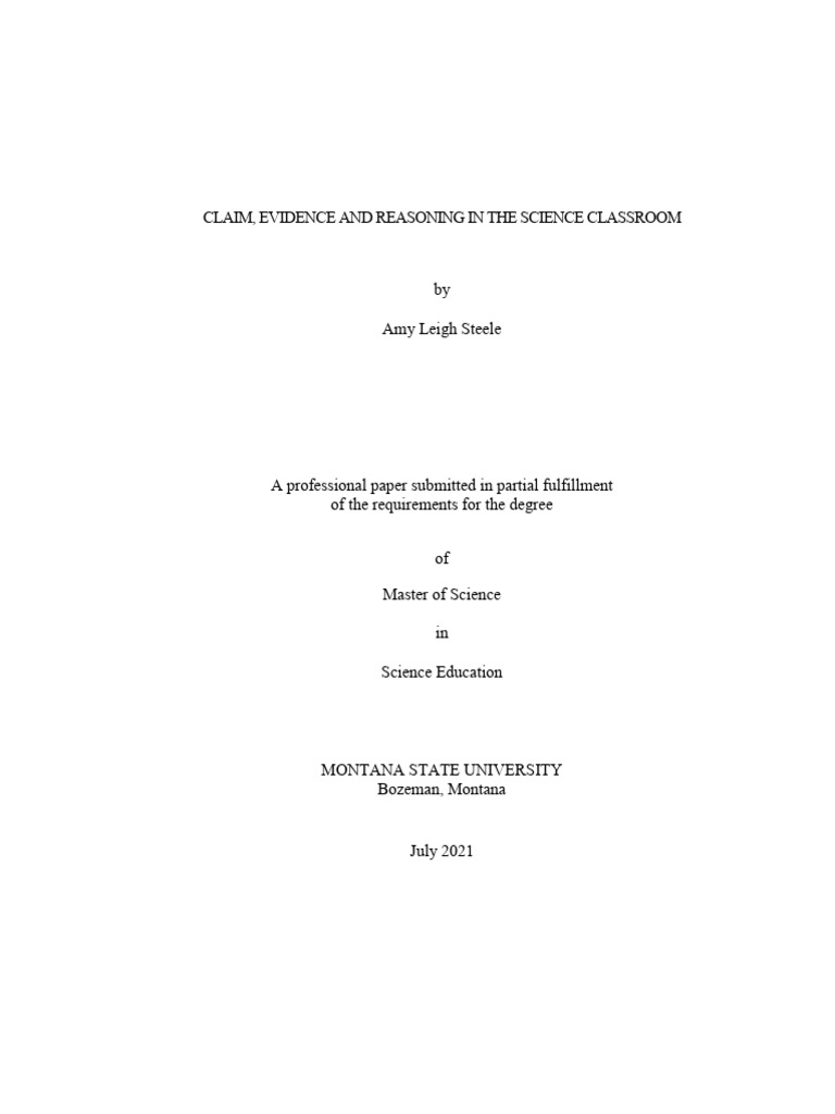 2021 - Claim, Evidence and Reasoning in The Science Classroom | PDF ...