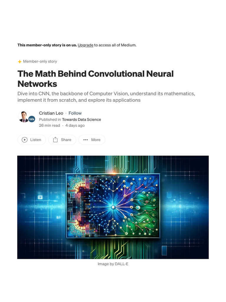 The Math Behind Convolutional Neural Networks - Towards Data Science | PDF | Artificial Neural ...