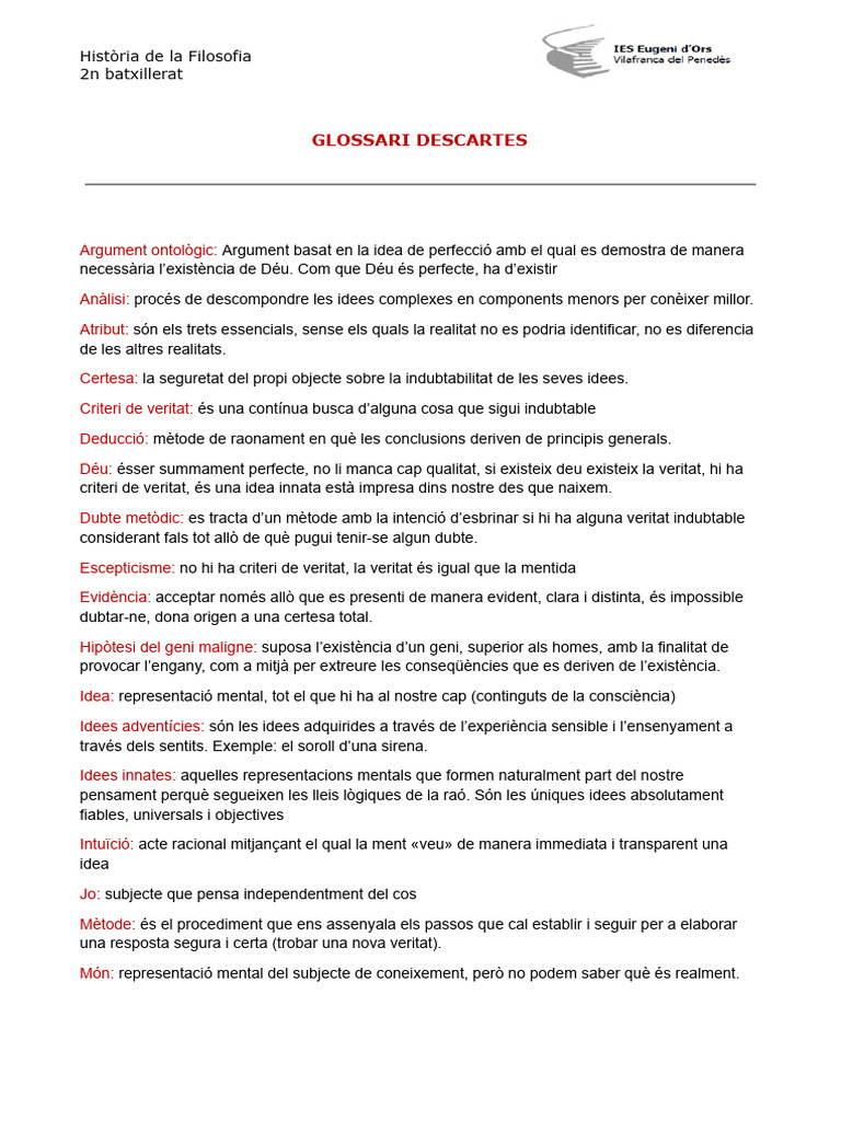 Glossari Descartes | PDF