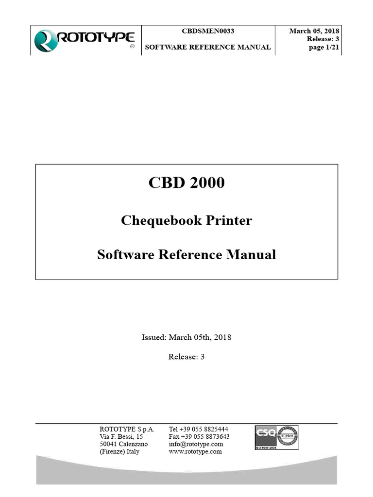 CBD 2000 Software Reference Manual (CBDSMEN0033) | PDF | Qr Code ...
