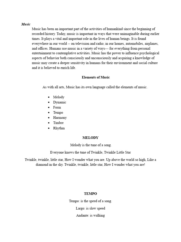 Music Elements of Music | PDF | Tempo | Musicology