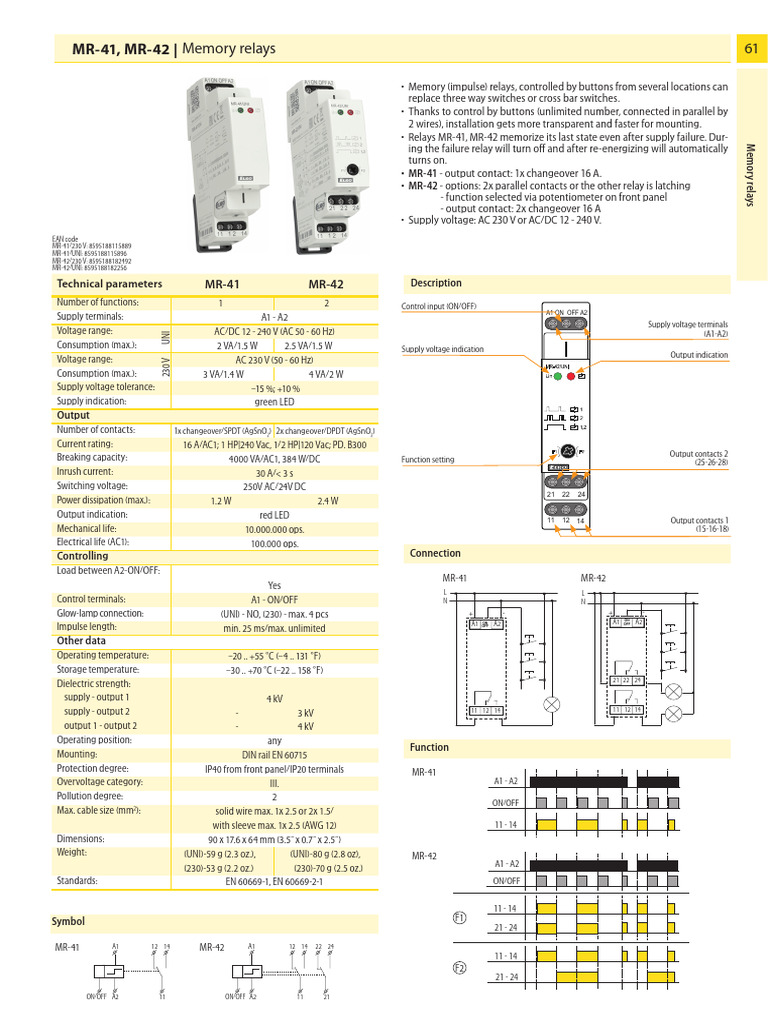 Datasheet_MR-41_MR-42 | PDF | Relay | Alternating Current