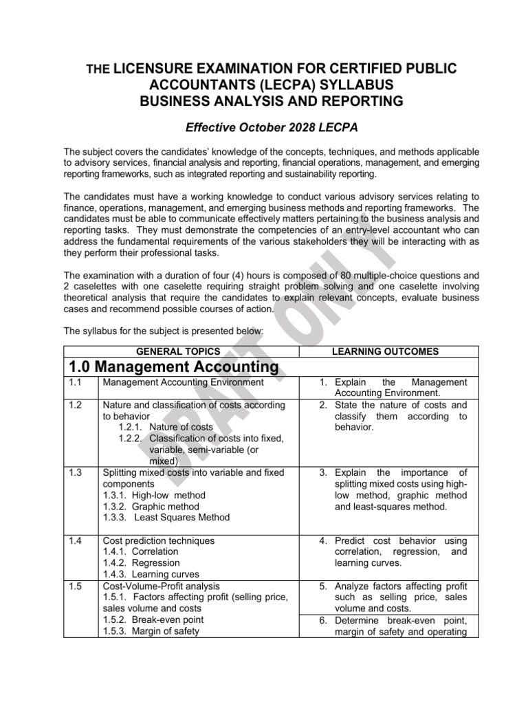 LECPA 2028: Business Analysis Syllabus | PDF | Macroeconomics ...