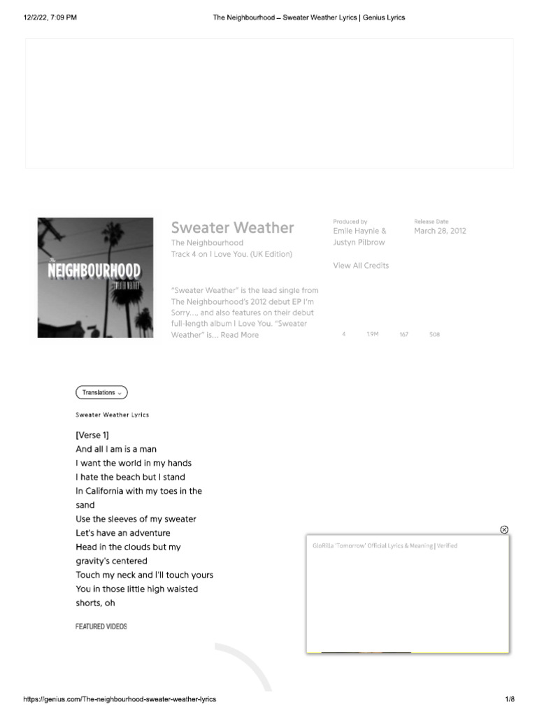 Sweater Weather Lyrics | PDF
