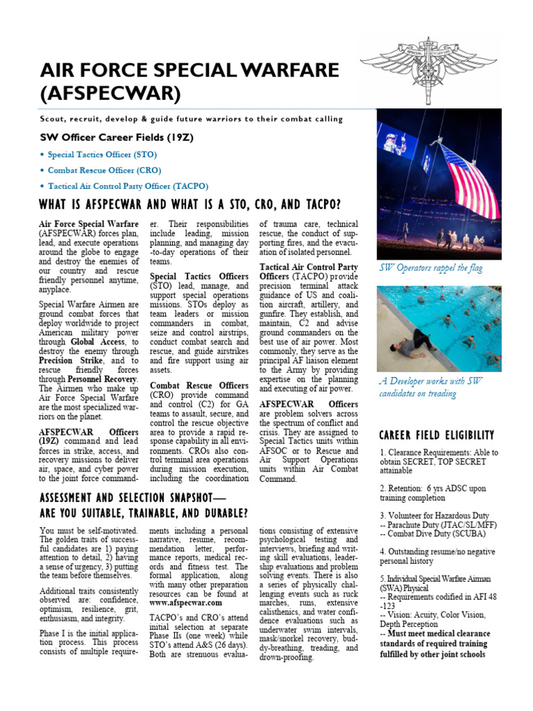 19Z - AFSPECWAR Officer - Career Flyer | PDF | Military | Warfare