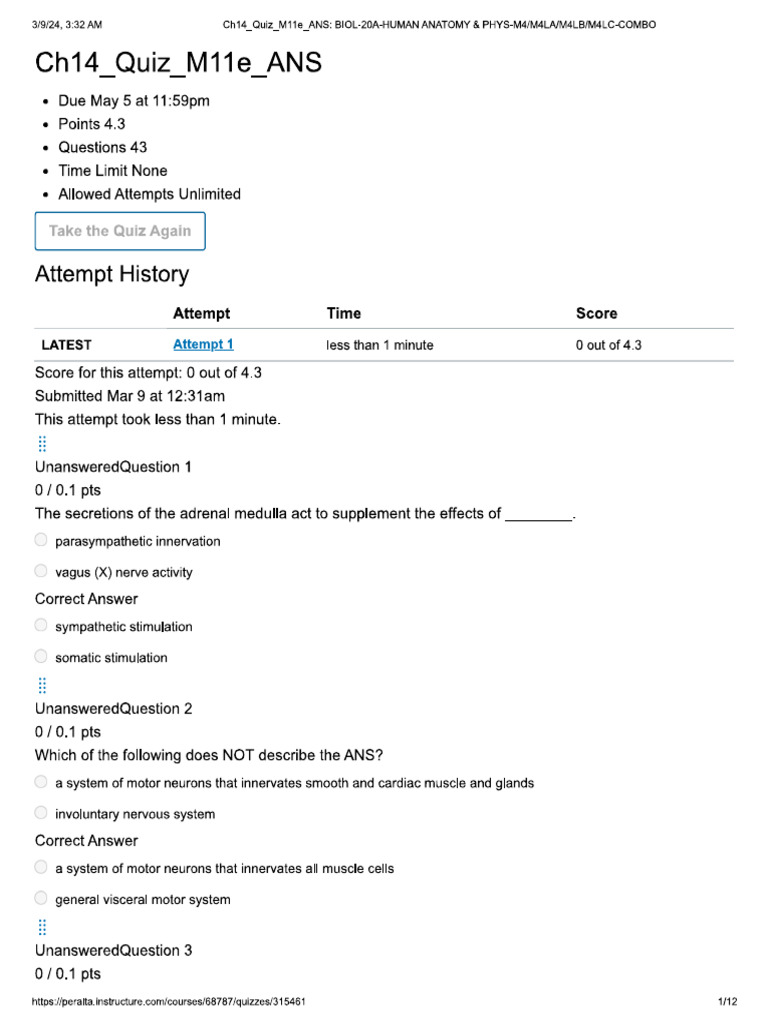 Ch14 - Quiz - M11e - ANS - BIOL-20A-HUMAN ANATOMY & PHYS-M4 - M4LA ...