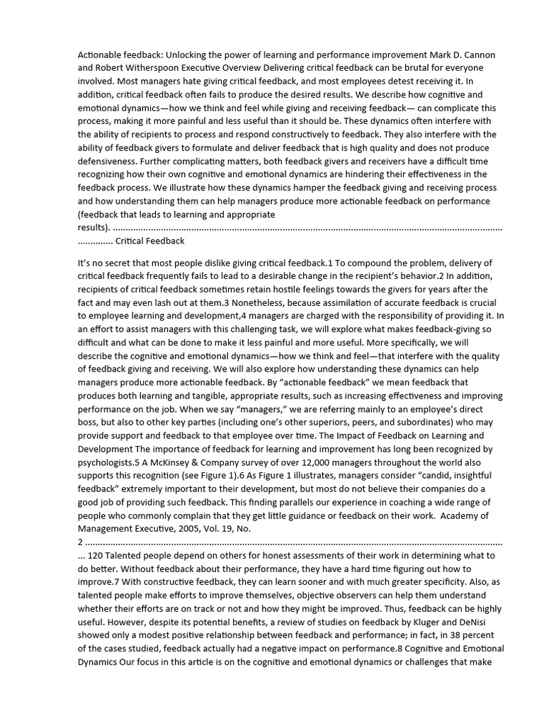 Actionable Feedback Download Free Pdf Emotions Bias