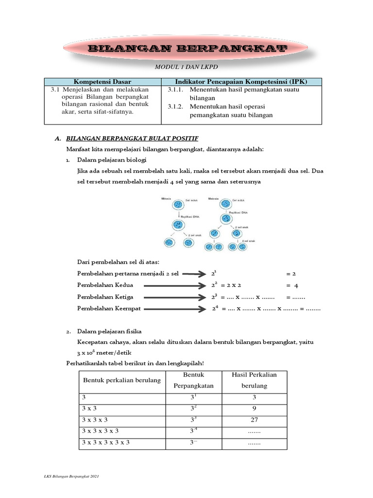 Modul 1 Bilangan Berpangkat | PDF