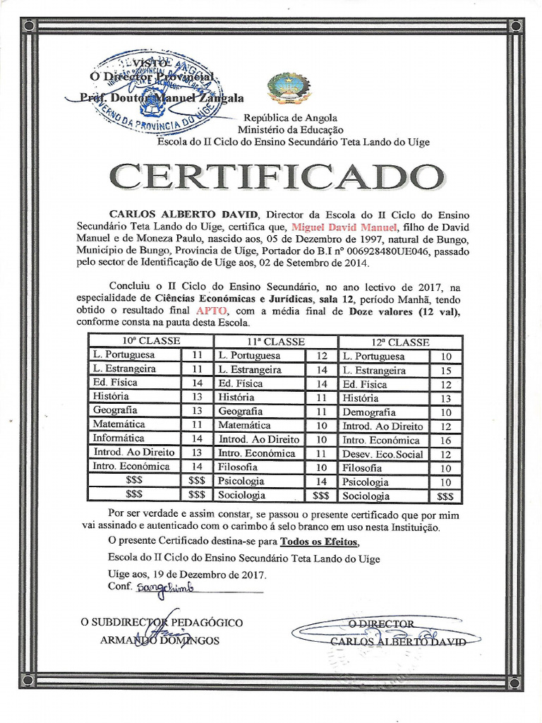 Certificado Da 12 | PDF
