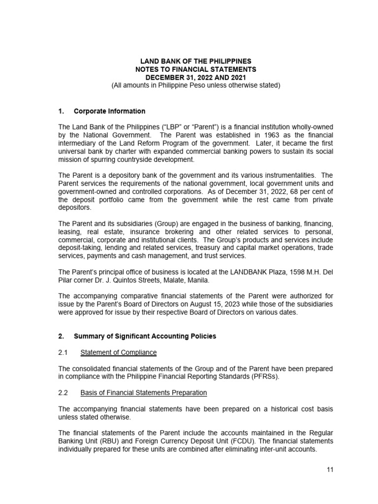 09-LBP2022 Part1-Notes To FS | PDF | Derivative (Finance) | Fair Value
