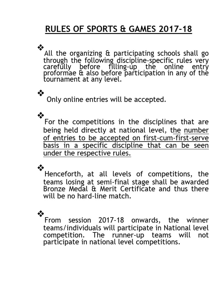 Rules of Sports and Games (2017-18) | PDF | Gymnastics | Tournament