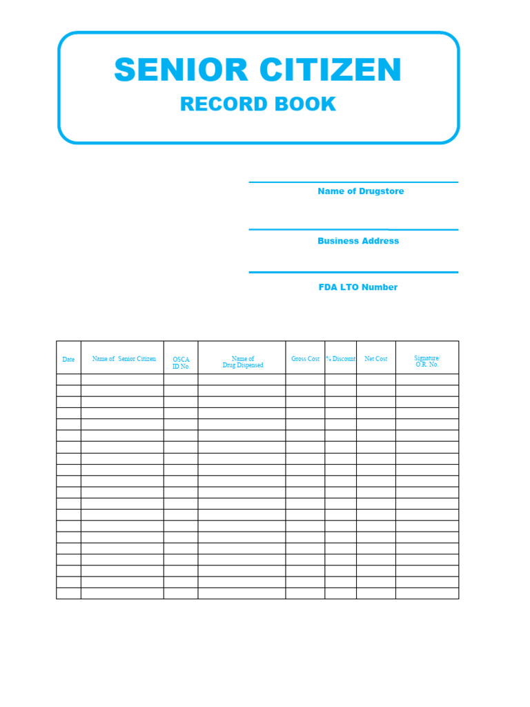 Senior Citizen Record Book Template | PDF
