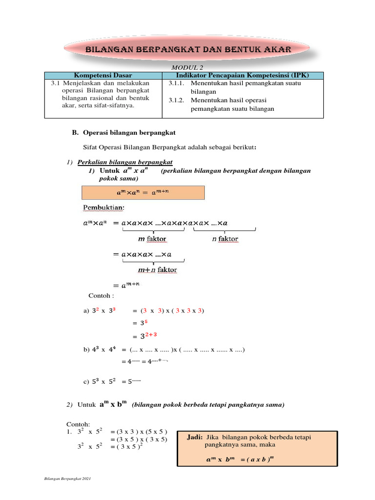 Modul 2 Bilangan Berpangkat | PDF
