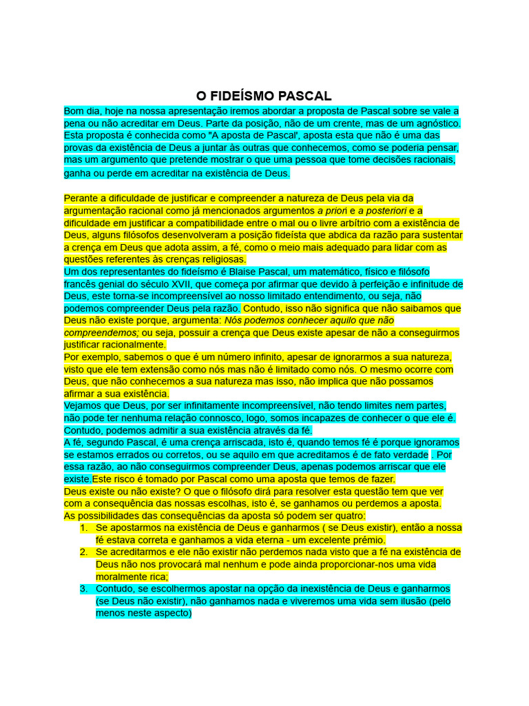 O Fideismo Pascal | PDF | Deus | Fé