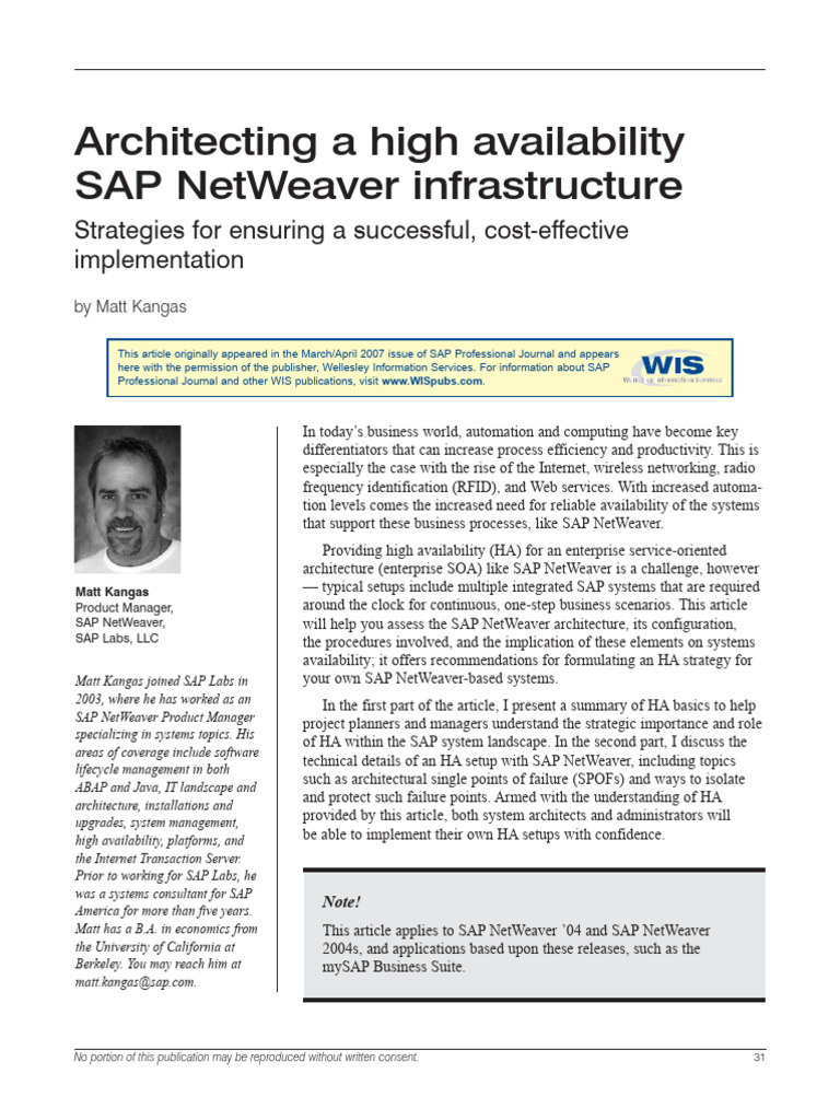 High Availability Strategies for SAP NetWeaver | PDF | Computer Cluster ...