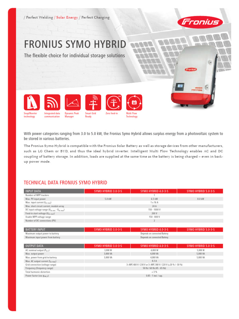 SE DS Fronius Symo Hybrid EN | PDF | Electrical Engineering | Electric Power