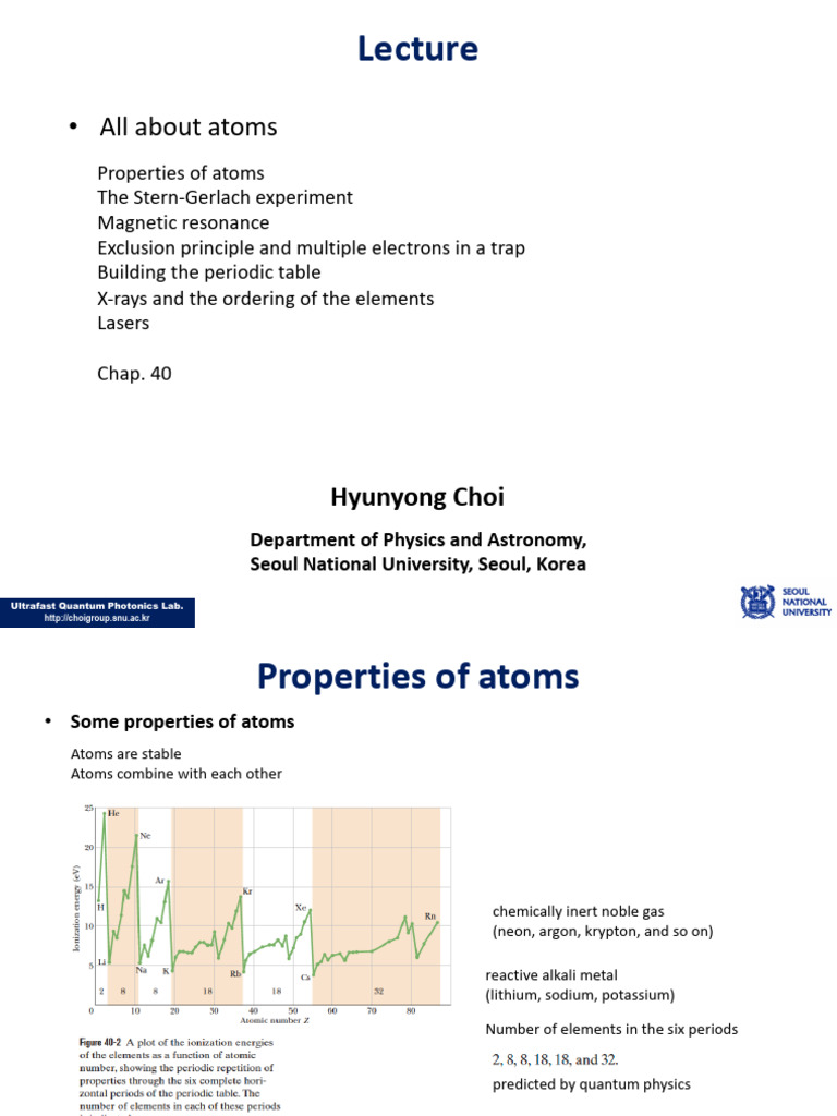 Lecture20 All About Atoms Upload | PDF | Spin (Physics) | Atoms