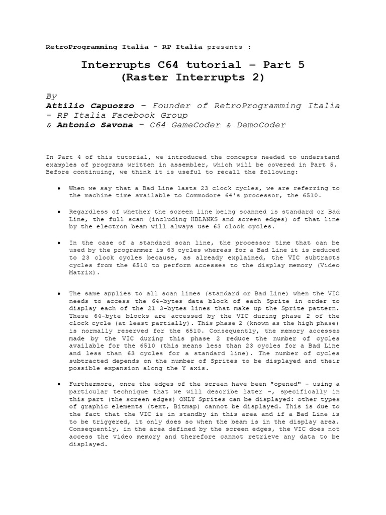 C64 Interrupts Eng Part05 Pdf Computer Hardware Computer Engineering